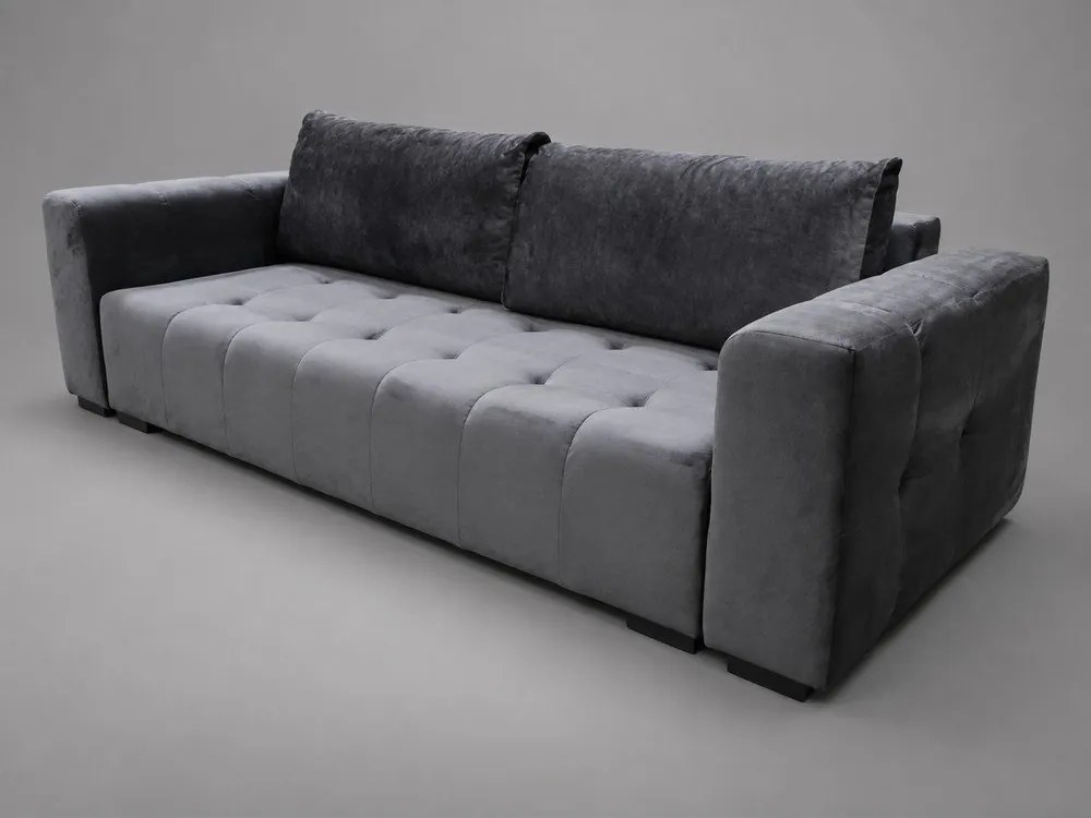 Tmavě šedá sametová rozkládací/s úložným prostorem pohovka 250 cm Luca - II. jakost – Milo Casa