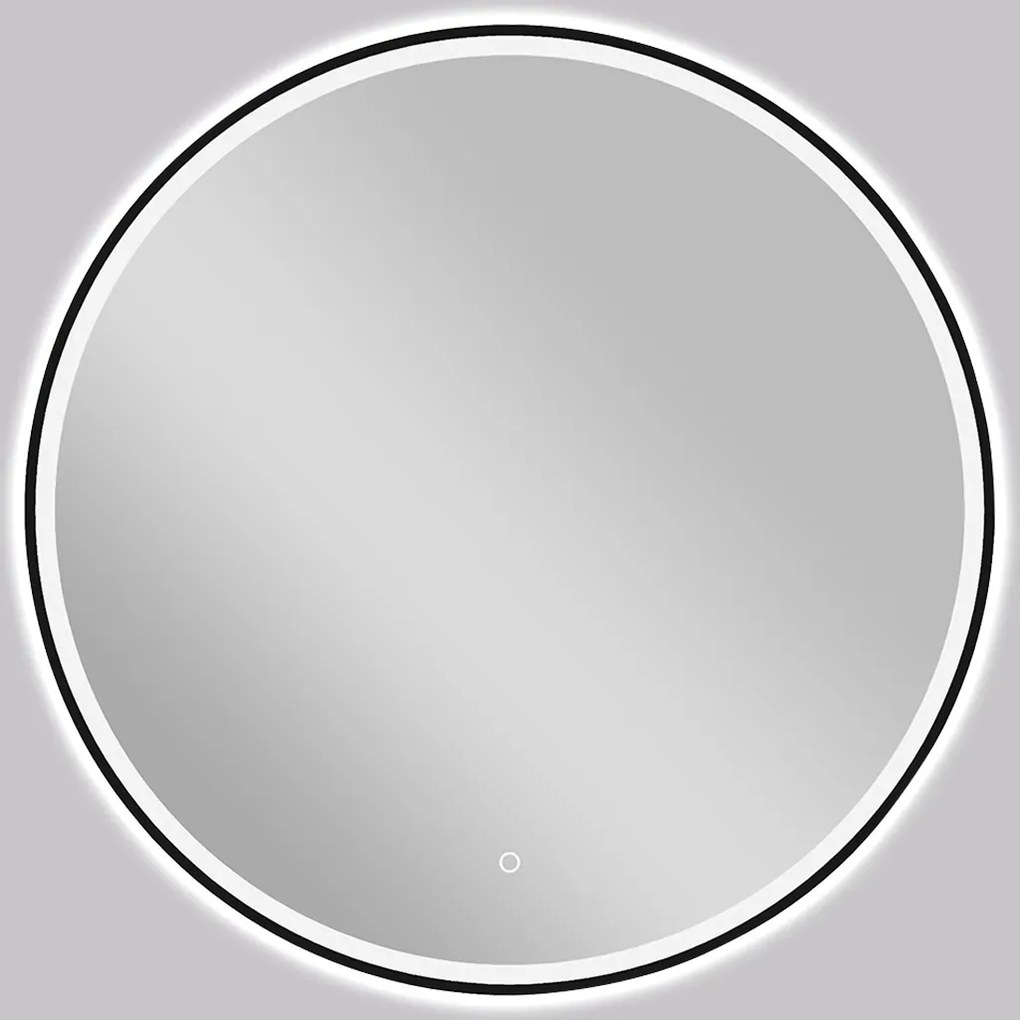 CERANO - Koupelnové LED zrcadlo Vito, kovový rám - černá matná - Ø 60 cm