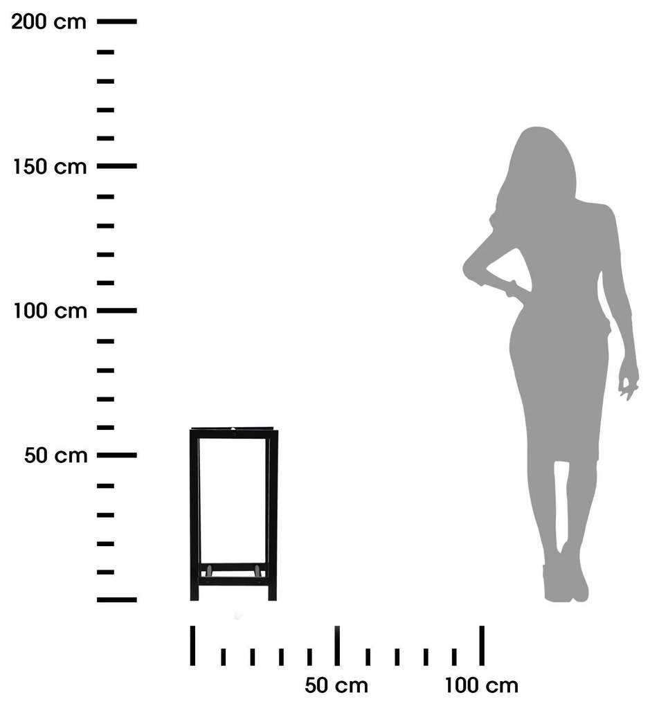Kovový stojan na dřevo Rectangle, 30x60 cm, černá