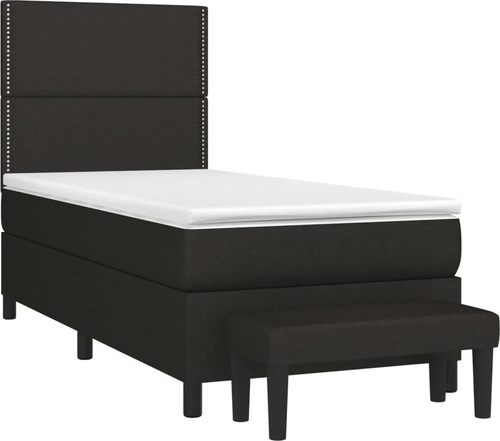 Box spring postel s matrací černá 90x200 cm textil 3136487