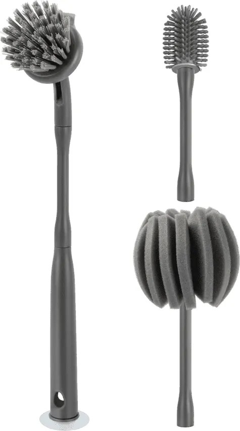 METALTEX Sada 3 kartáčů na nádobí a sklenice - BRUSH UP (1x násada + 3x hlavice)