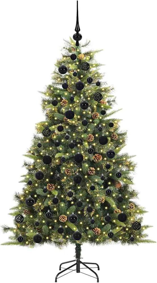 Umělý sklopný vánoční stromeček s kužely Zelená 180 cm 3395090