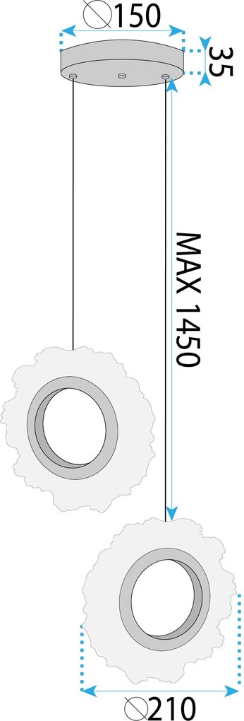 Toolight Toolight, LED závěsné osvětlení 2x21cm, 10W, 3000K, LHJ103-2CP, růžové zlato, OSW-60048