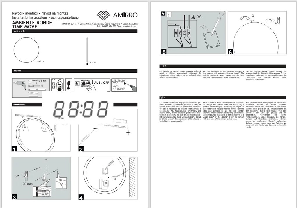 AMBIENTE RONDE TIME zrcadlo na chodbu do předsíně nástěnné do koupelny 412-443