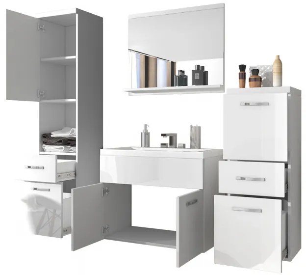 Koupelnový nábytek Lumia, Barva: šedé palladium, Sifon k umyvadlu: ne, Baterie: Maro Blo 020M