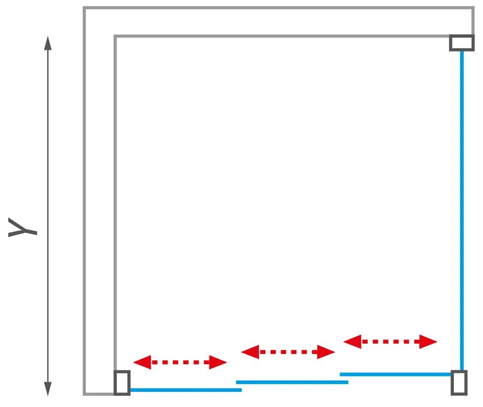 Sprchové dveře posuvné s oboustranným vstupem PD3N+LLBD Viz technická specifikace Grape Bílý PD3N/900+LLBD/700 900 700 PD3N/900_LLBD/700_bi_gr
