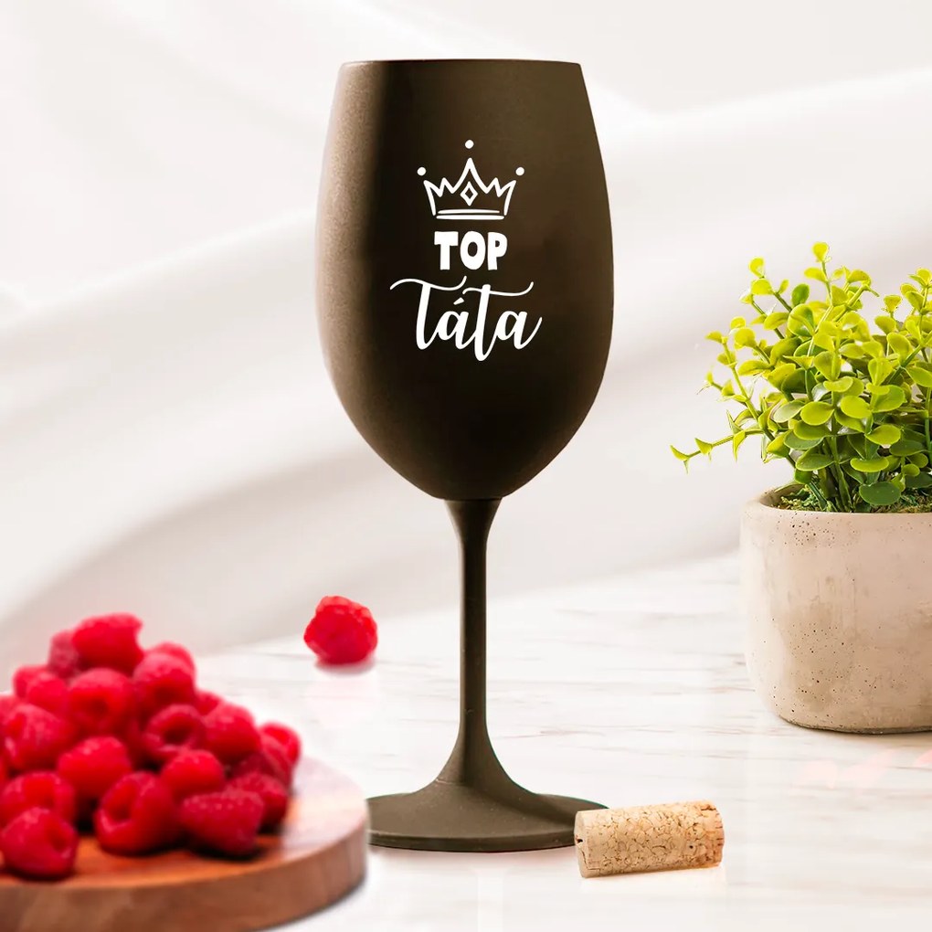 Ahome CZ ČERNÁ sklenice na víno 450 ml - TOP Táta