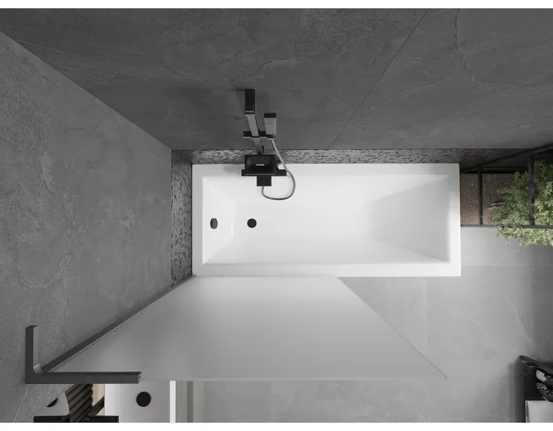 Mexen Next L, 1-křídlová vanová zástěna 90 x 150 cm, 6mm sklo námraza, grafitový profil, 895-090-000-03-30-95