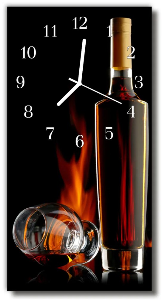 Skleněné hodiny vertikální Kuchyně Alkohol láhev hnědá