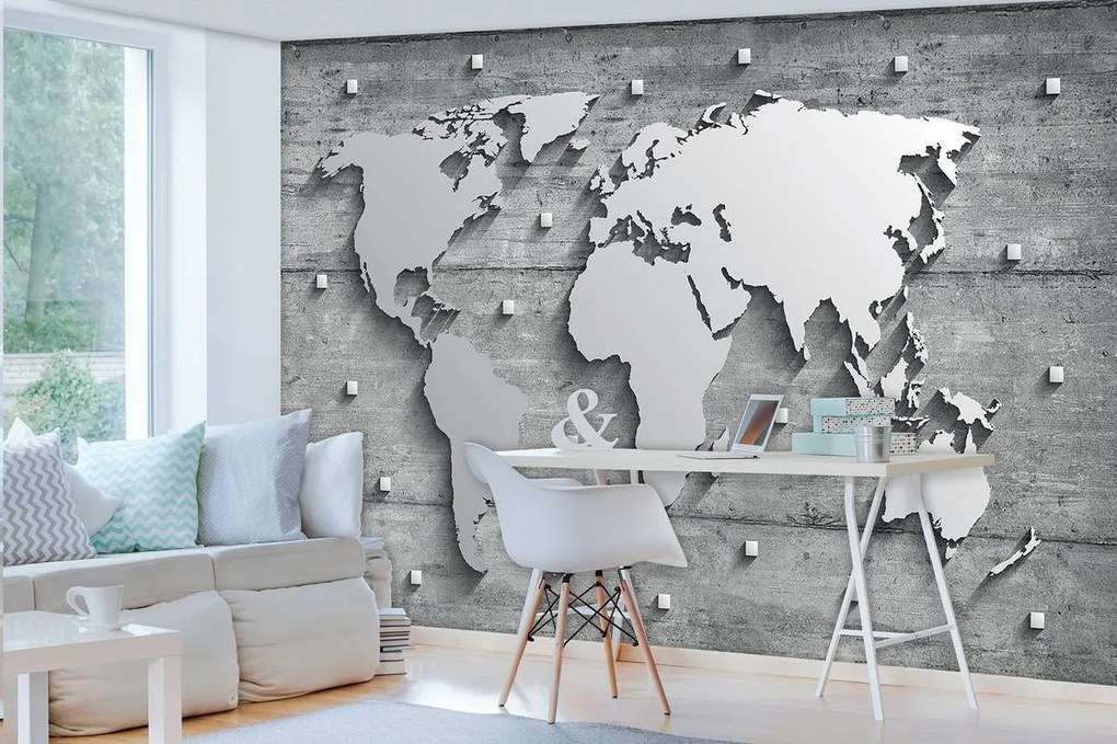 Fototapeta - Beton a Metal - mapa (152,5x104 cm)