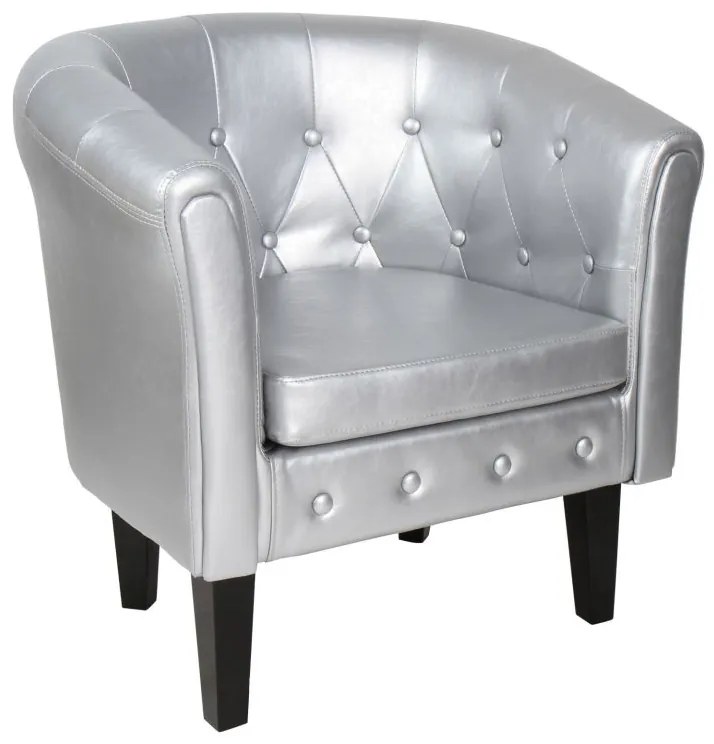 Miadomodo Křeslo Chesterfield, 58 x 71 x 70 cm, stříbrné