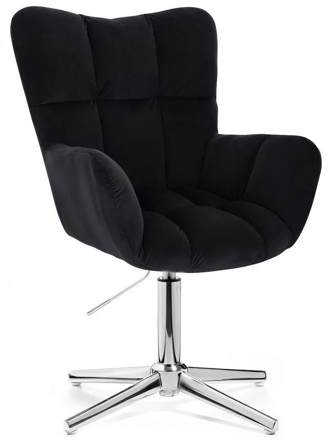 LuxuryForm Křeslo AURORA VELUR na stříbrném kříži - černé