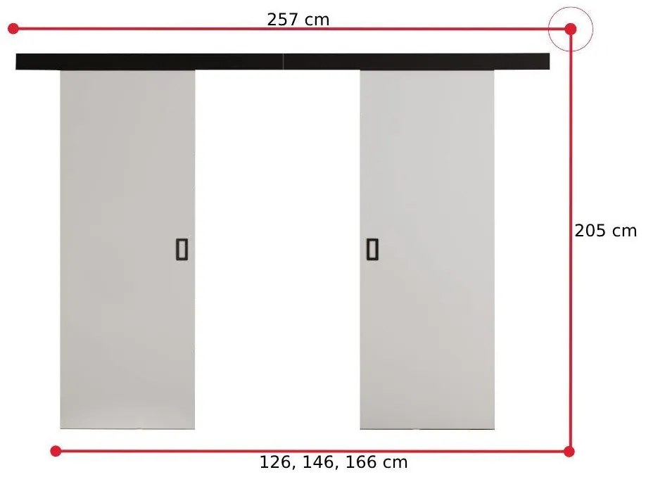 Posuvné dveře MALIBU DUO + Tichý dojezd, 166x205x1,6, bílá