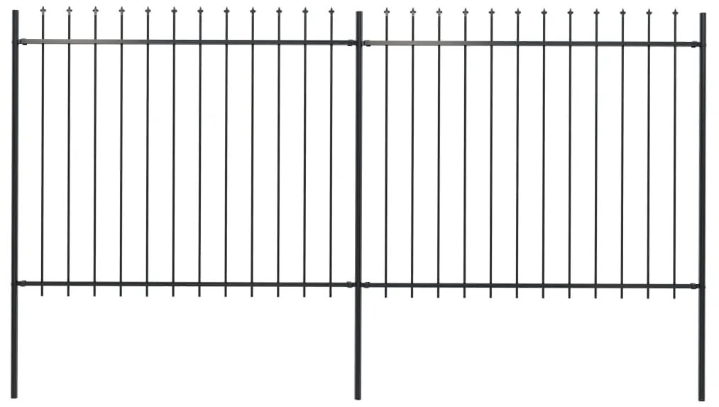 Zahradní plot s kopím nahoře ocelový 359 x 150 cm černý