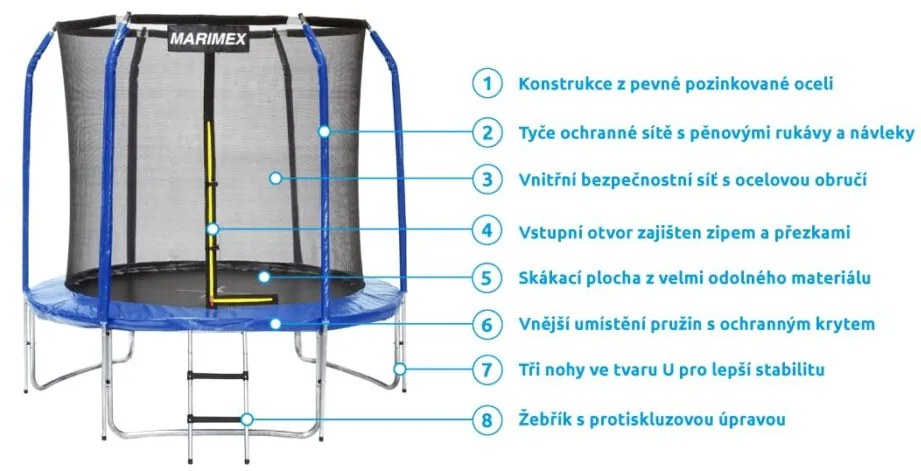 Trampolína Marimex Standard 183 cm + vnitřní ochranná síť + schůdky ZDARMA