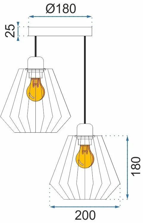 Toolight, Závěsné stropní svítidlo s dvojitým kovovým podkrovím 392196, černá, OSW-04002