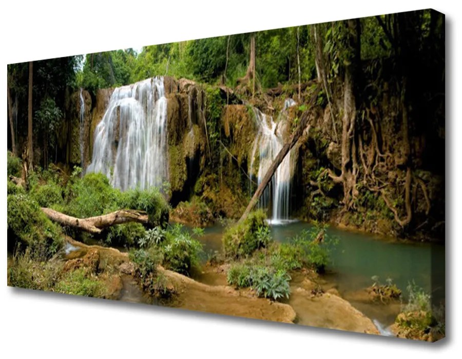 Obraz na plátně Vodopád Řeka Les Příroda 100x50 cm