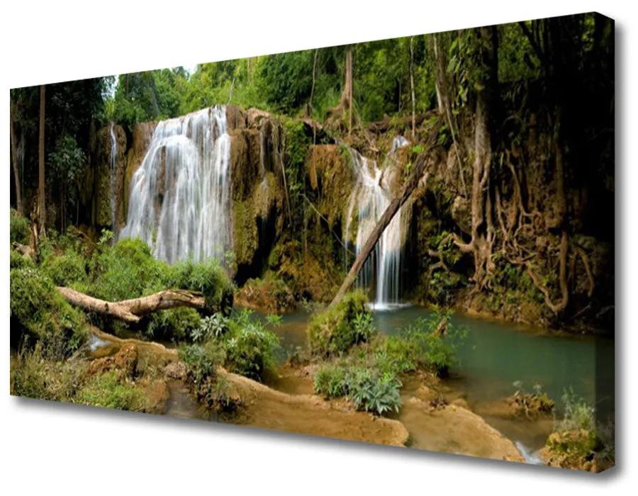Obraz na plátně Vodopád Řeka Les Příroda 125x50 cm