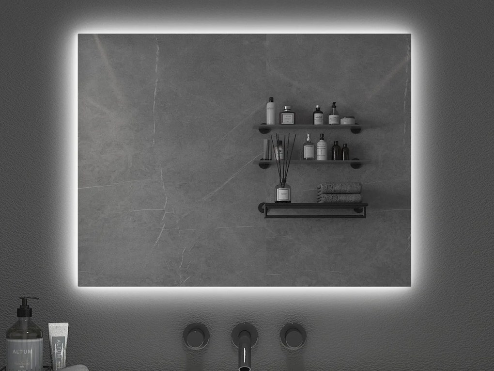 Zrcadlový infrapanel s LED osvětlením MIRROR 450W | Výhřevnost 8 m2 | 80x60 cm | WiFi termostat | Dálkový ovladač | Zrcadlo na šířku
