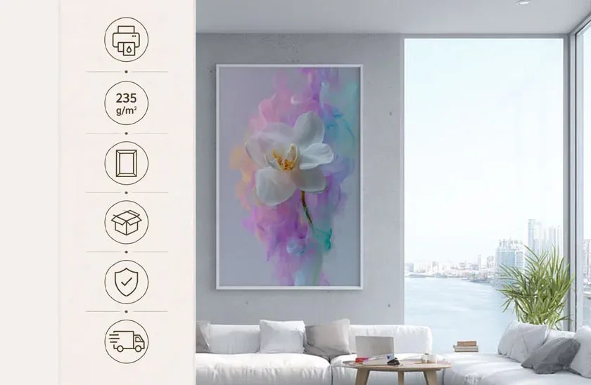 Jemná aura - obraz - Orchidej v barevném kouři 51 - 70 x 100 cm - 1 149 Kč