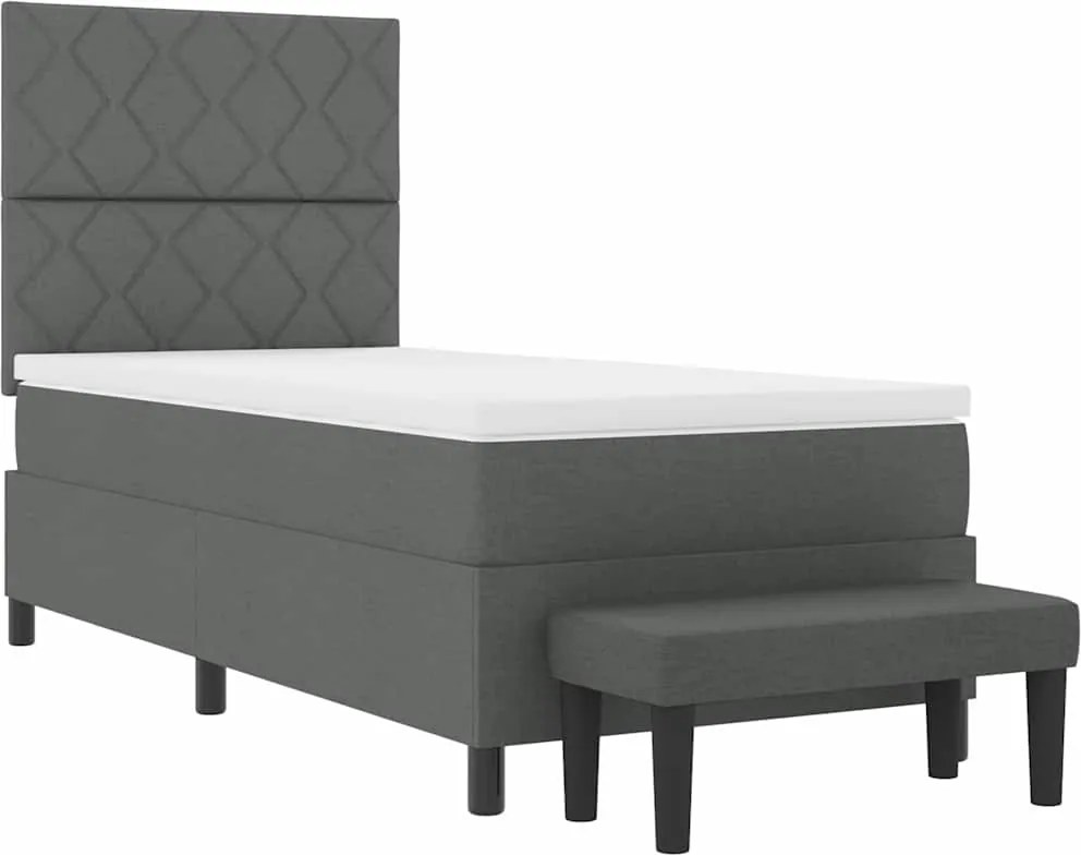 Postel s boxspringem s čelo Tmavě šedá 100 x 200 cm textil 3344122