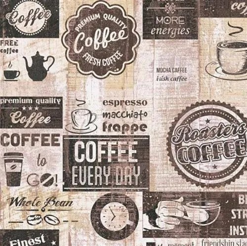 Papírové tapety na zeď retro coffee hnědé
