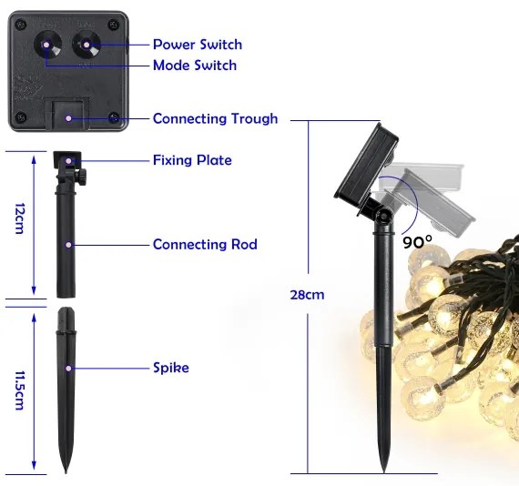Brilagi- LED Solární dekorační řetěz BUBBLE 200xLED/8 funkcí 20m IP65 teplá bílá