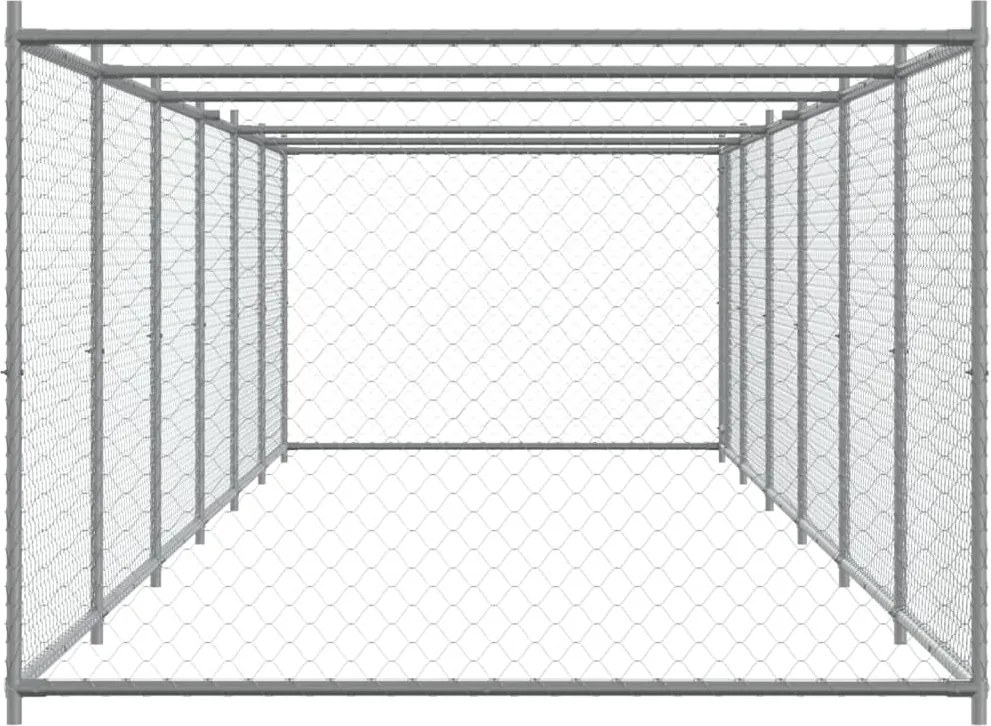 Klec pro psy s dvířky šedá 12 x 2 x 1,5 m pozinkovaná ocel 3209582