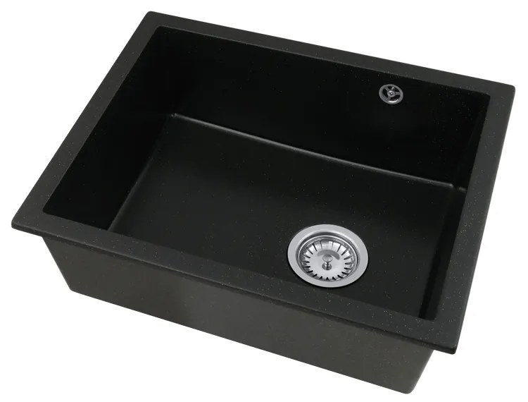 Gamma Decor 5040, 1-komorový granitový dřez 560x460x180 mm, černá se zlatými body, GMA-ZLE000180