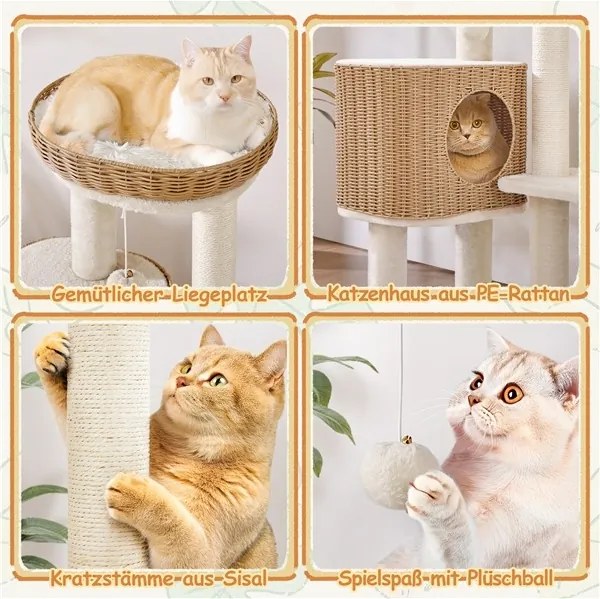Škrabadlo pro kočky Yaheetech – béžová, 49 cm (délka) × 41 cm (šířka) × 91 cm (výška), 91 cm (256998930995)