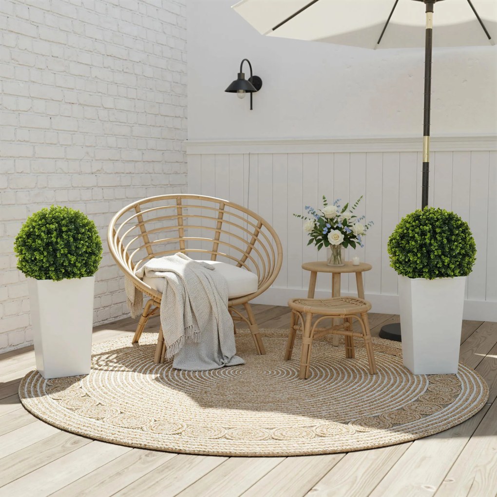 HOMCOM sada 2 umělých eukalyptových topiary, výška 65 cm, 330 listů, UV-odolné, v bílých trapezových květináčích