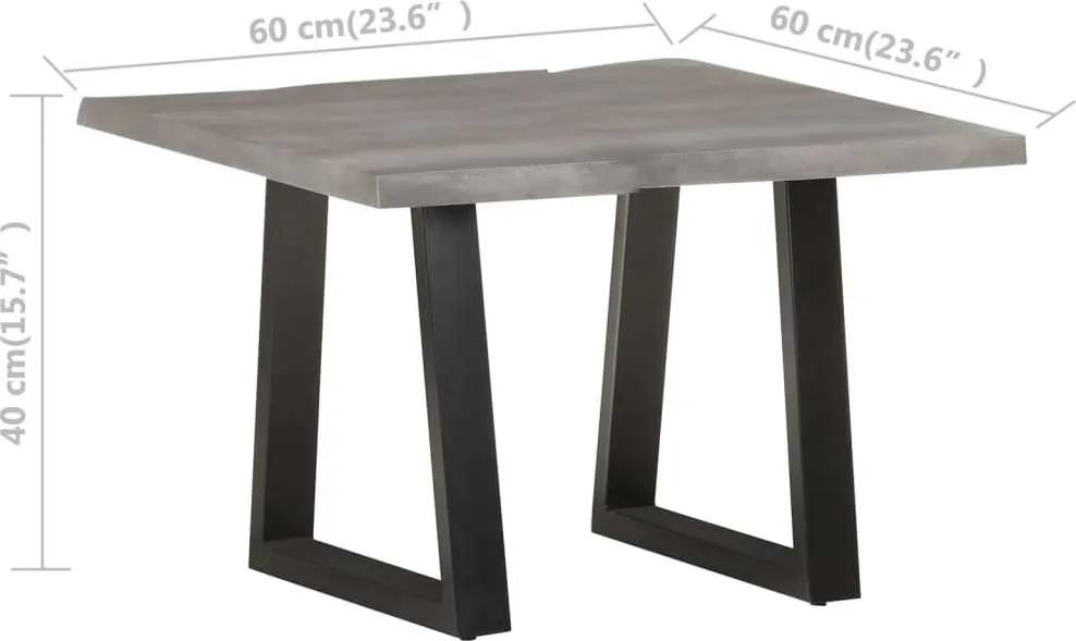 vidaXL Konferenční stolek s živou hranou 60x60x40 cm masivní akácie [321045] Barva: Šedá