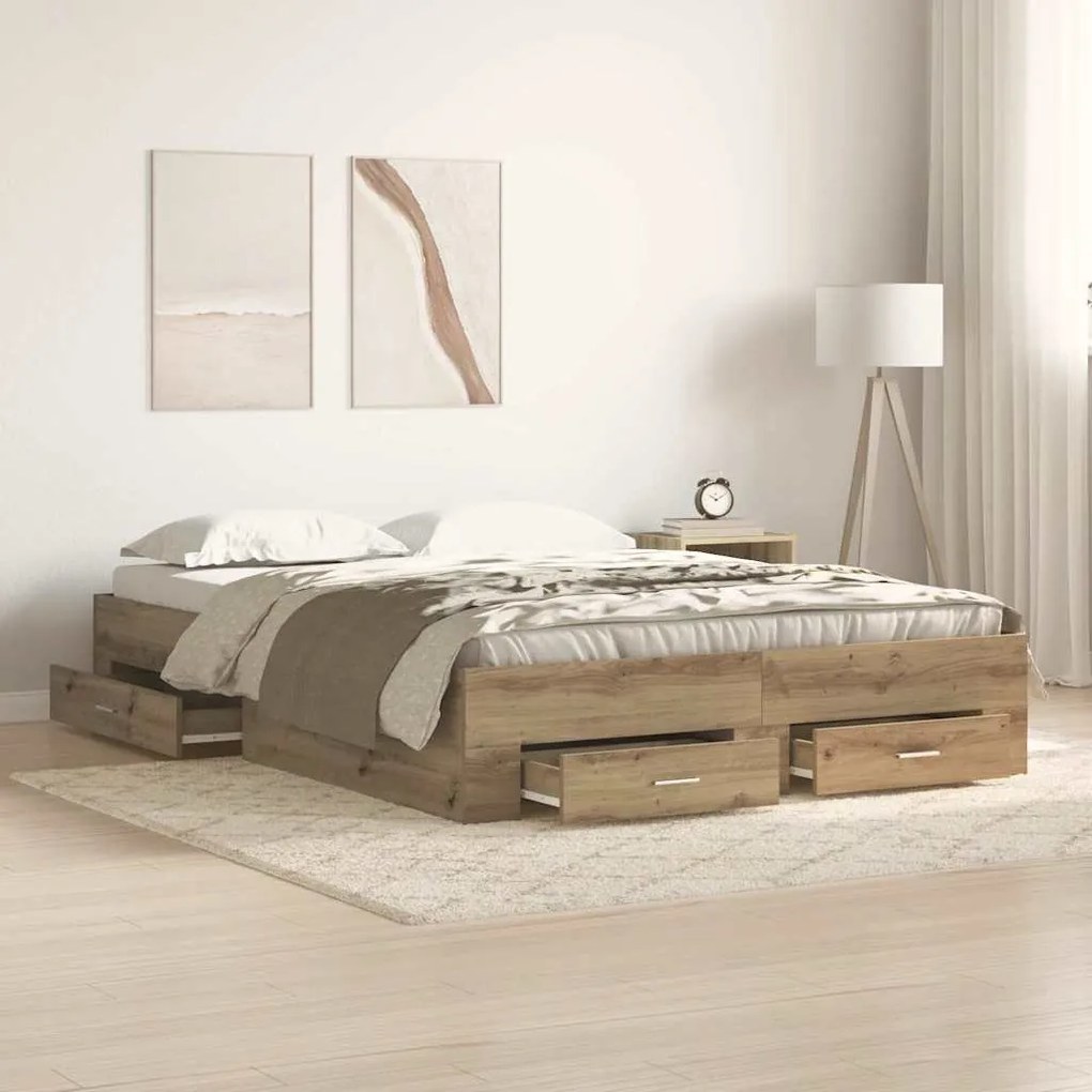 Rám postele Artisanový dub 140 x 200 cm Kompozitní dřevo 3333967