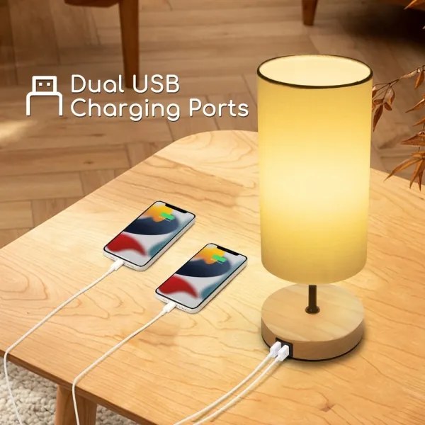 Aigostar - Stolní lampa s USB portem 1xE27/40W/230V béžová