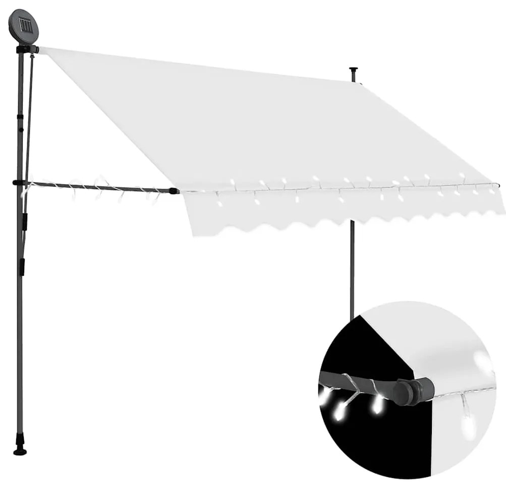 Ručně zatahovací markýza s LED světlem 250 cm krémová 145872
