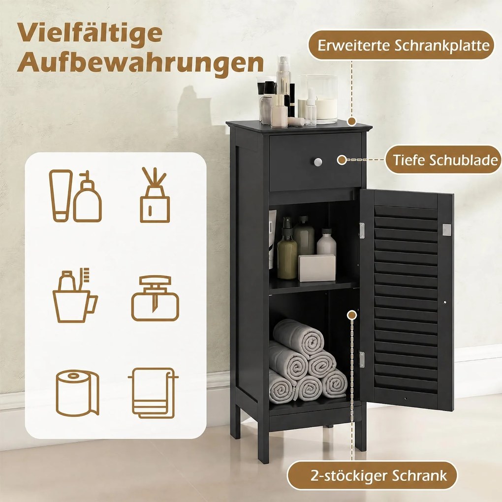 Costway Koupelnová skříňka Volně stojící se zásuvkou – 32 × 30 × 87,5 cm
