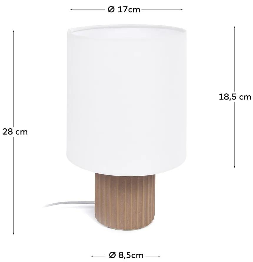 Stolní lampa s textilním stínidlem v bílo-přírodní barvě (výška 28 cm) Eshe – Kave Home