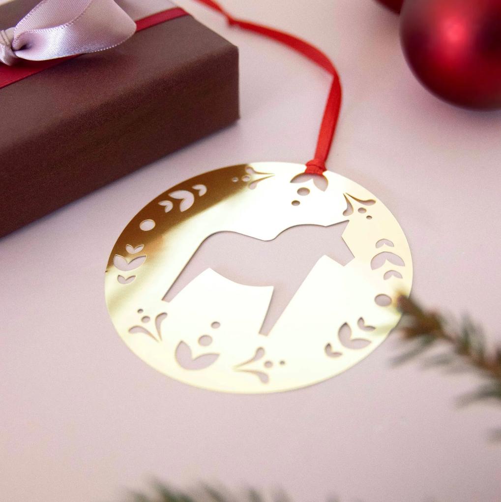 Pluto Design Vánoční ozdoba Dala Horse, zlatá barva, kov