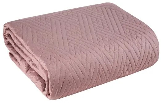 Růžový moderní přehoz na postel s geometrickým vzorem