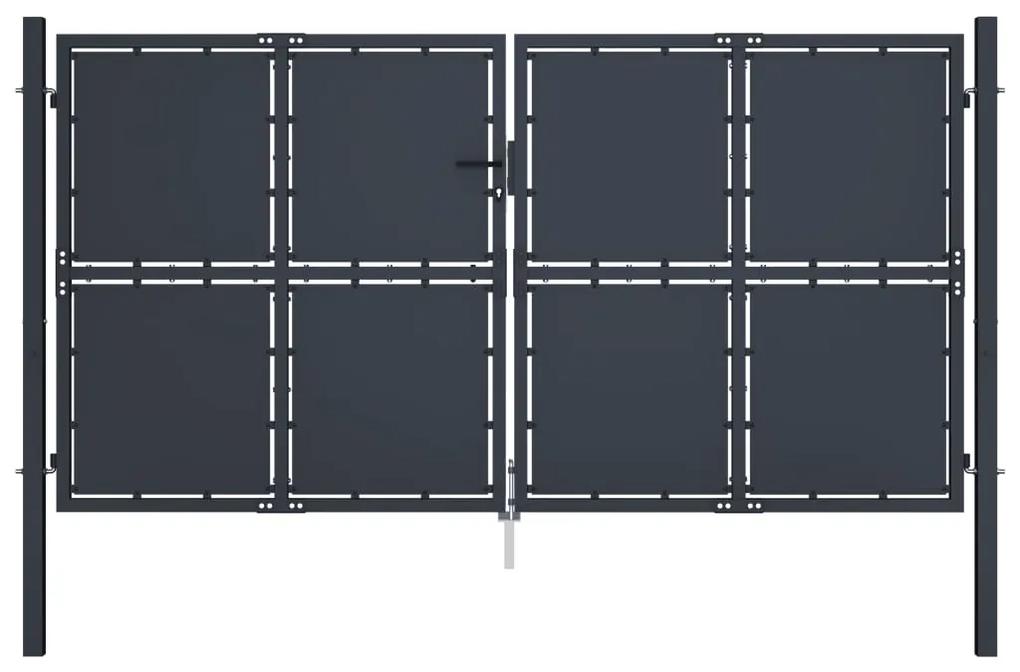 vidaXL Zahradní brána ocel 300 x 125 cm antracitová