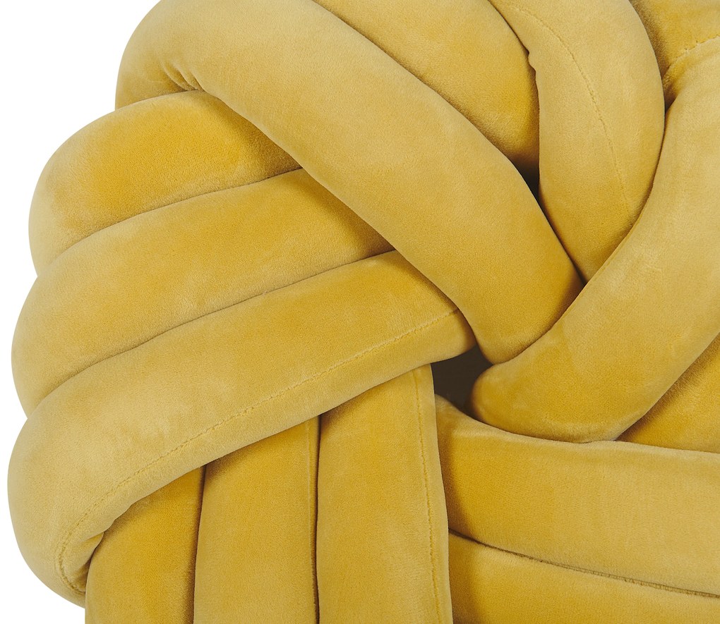 Dekorativní polštář, uzel 30 x 30 cm žlutý AKOLA Beliani