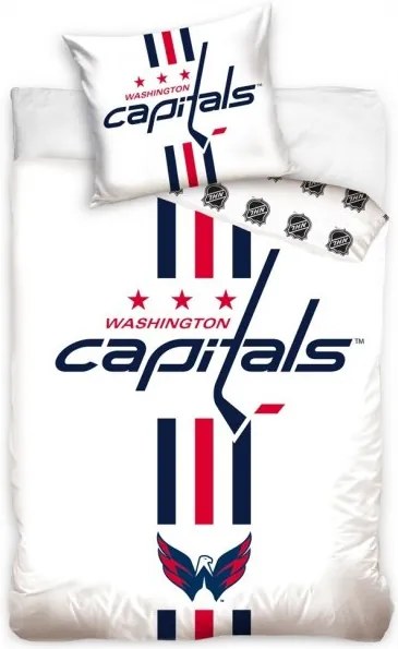 TipTrade (CZ) · Hokejové ložní povlečení NHL Washington Capitals - bílé - 100% bavlna, perkál - 70 x 90 cm + 140 x 200 cm