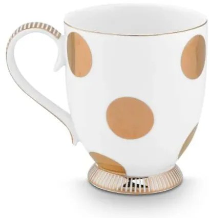 Pip Studio Dot Delight White - Gold sada 2ks hrnků 380ml, bílo-zlatá