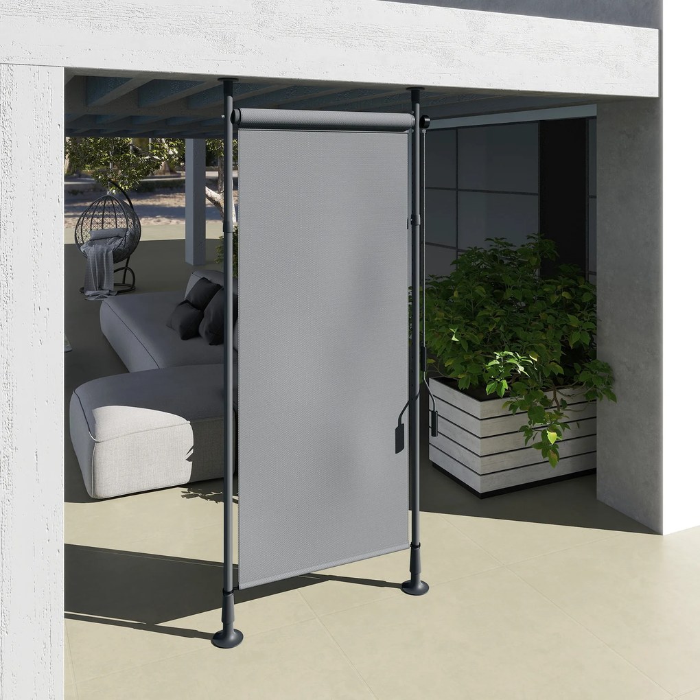Outsunny Vertikální Markýza 120 x 220-310 cm Skládací Vertikální Markýza s Kličkou, Ochrana před Sluncem a Větrem pro Balkon, Terasu a Zahradu - Tmav…