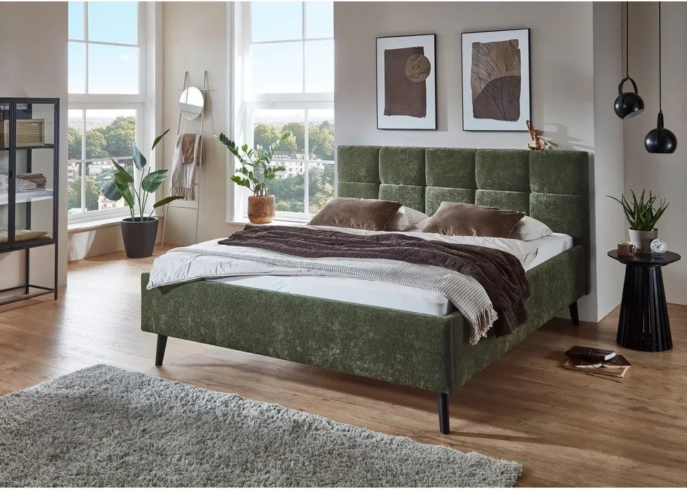 Khaki čalouněná dvoulůžková postel bez roštu 180x200 cm Nova – Meise Möbel