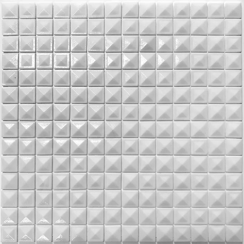 Hisbalit Obklad skleněná bílá Mozaika 103A PYRAMIDAL 2,5x2,5 (33,3x33,3) cm - 25103APYR