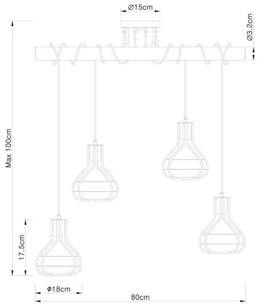 Globo 15388-4D - Lustr na lanku CLASTRA 4xE27/60W/230V