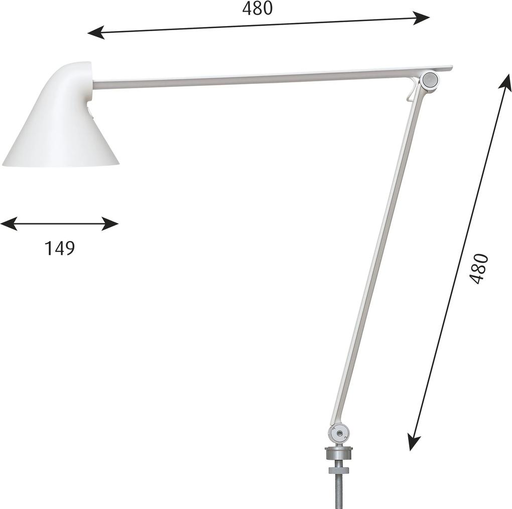 Lampa na pracovní stůl NJP LED 3000 K s nástavcem na desku, průměr 40 cm bílá