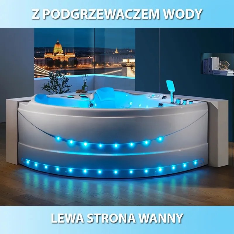 BPS-koupelny Hydromasážní vířivá vana Roma 764 150x150 s ohřevem vody, levá