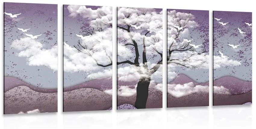 5-dílný obraz strom zalitý oblaky Varianta: 100x50